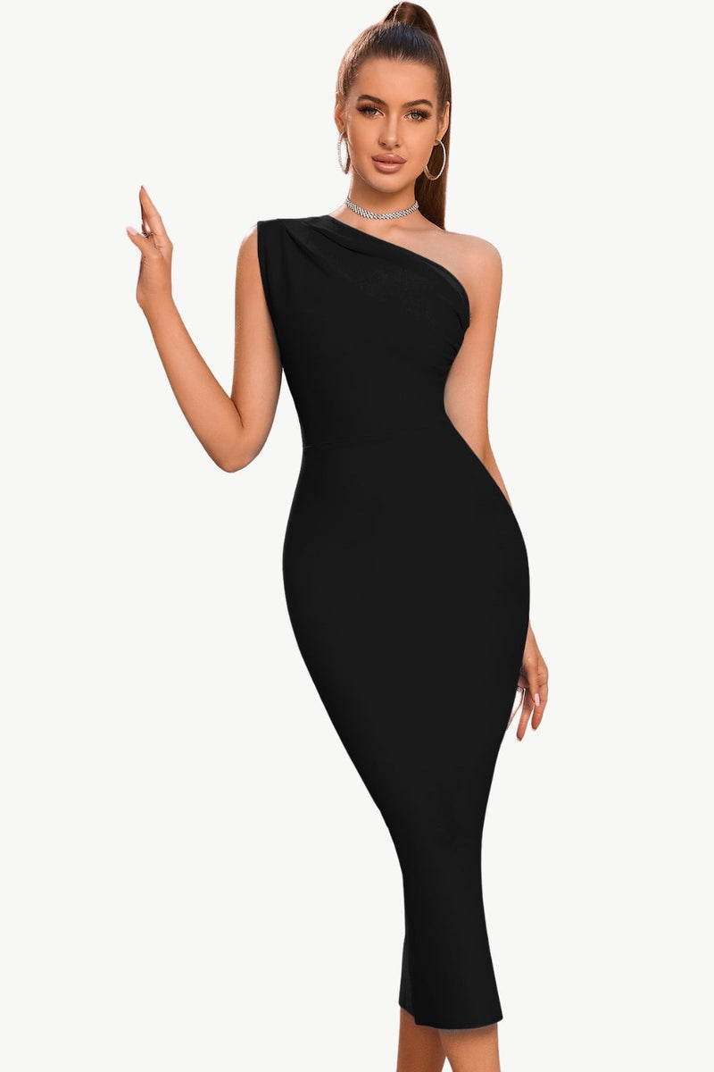 Zapaka Women Bodycon One Shoulder Black Cocktail Dress Party Dress – ZAPAKA UK