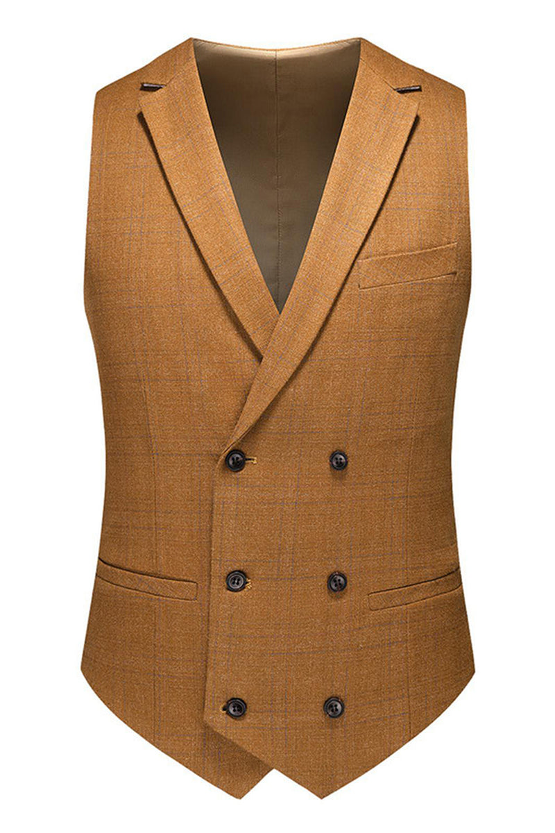 ZAPAKA Men's Prom Suits Caramel Single Buckle Peaked Lapel 3 Pieces ...